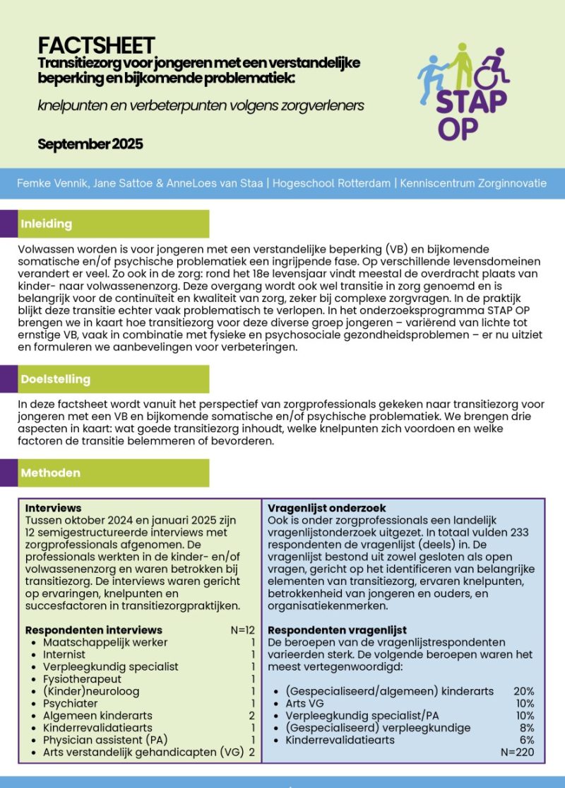 Factsheet over knelpunten en verbeterpunten in transitiezorg voor ...